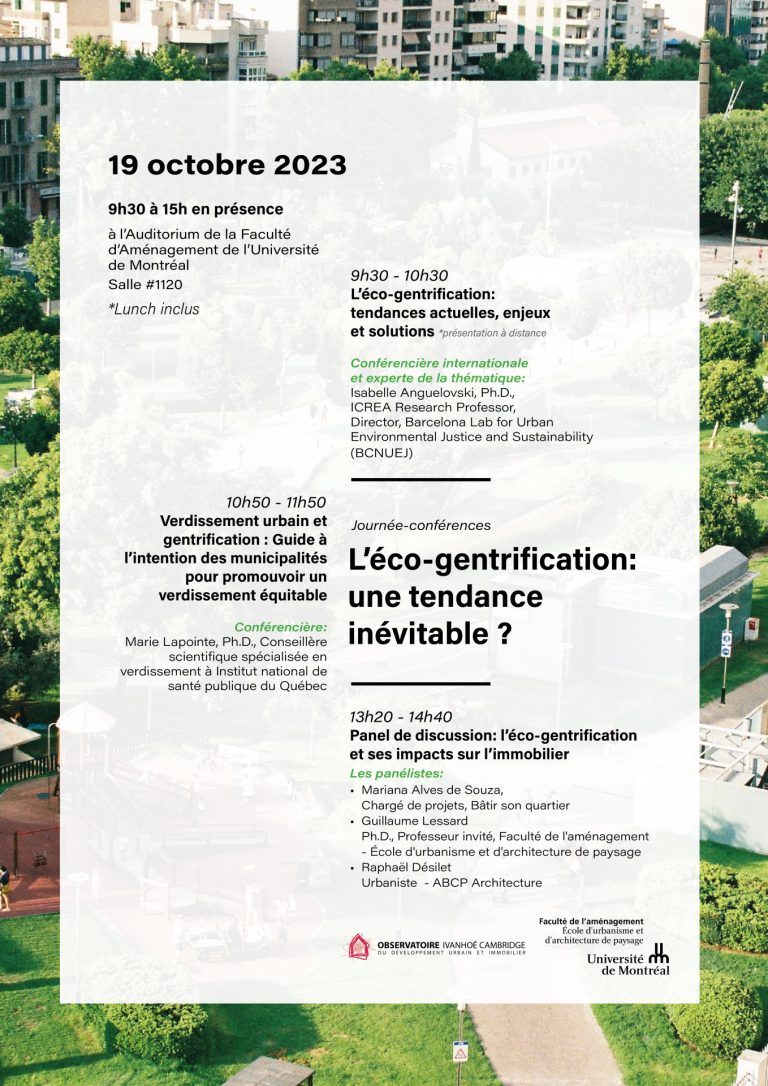 Journée-conférence sur l’éco-gentrification : une tendance inévitable ...